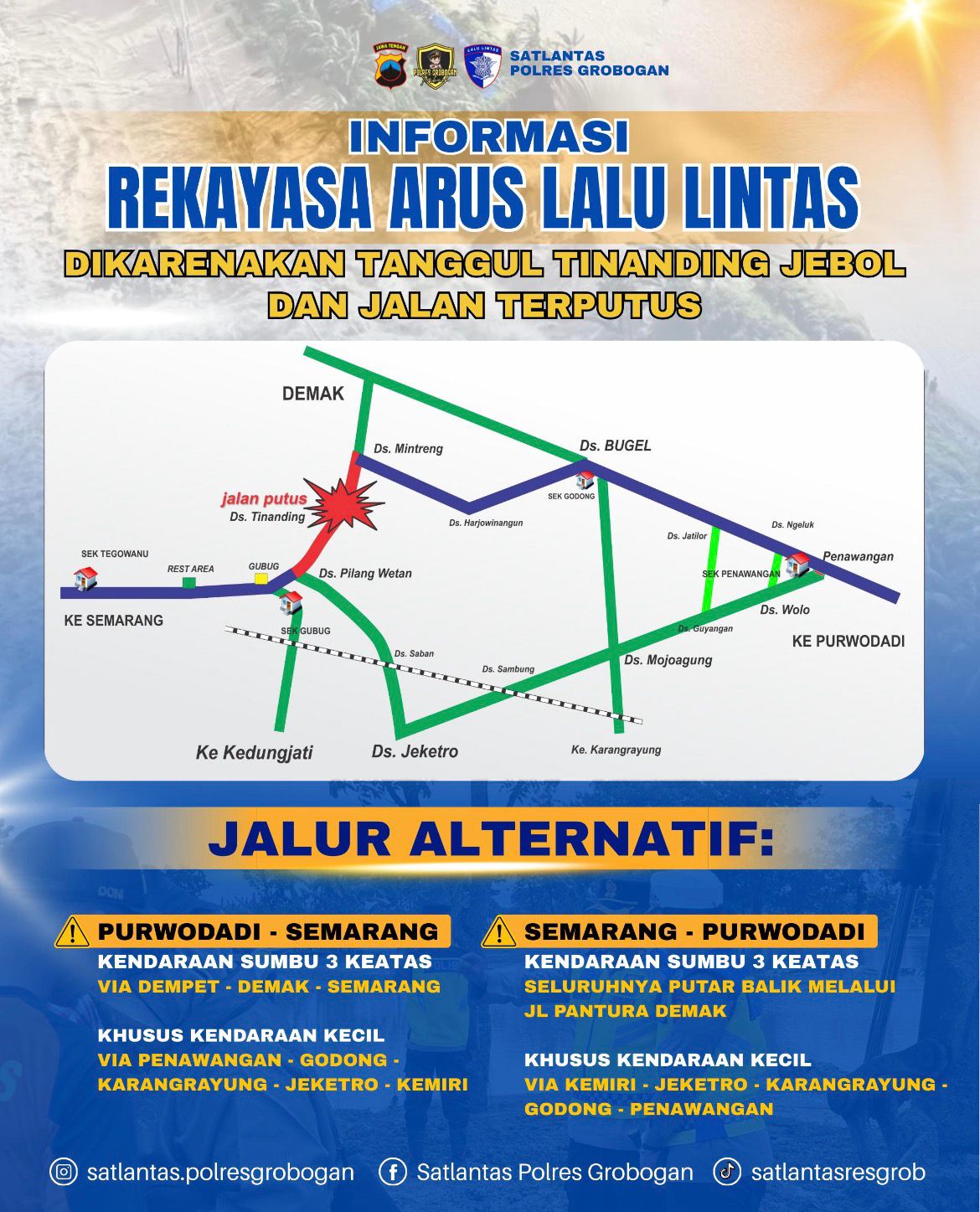 Rekayasa Arus Lalu Lintas Akibat Tanggul Tinanding Jebol dan Jalan ...